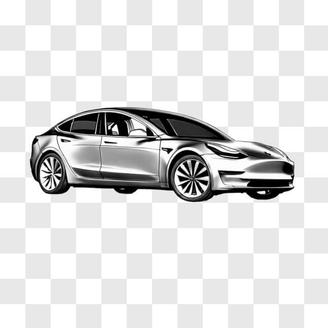 Download Black and Silver Tesla Model 3 Drawing Sketches Online ...
