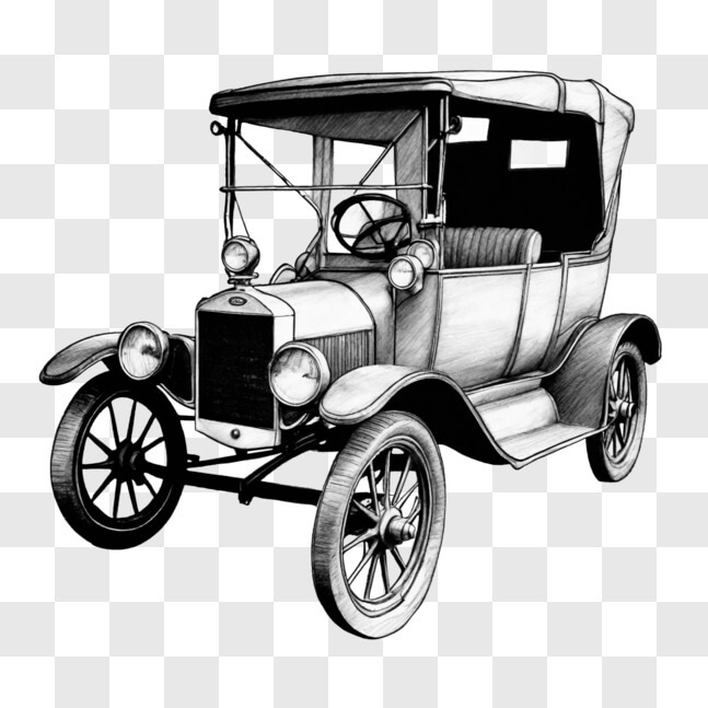 Download Black and White Drawing of Vintage Car from 1920s or 1930s ...