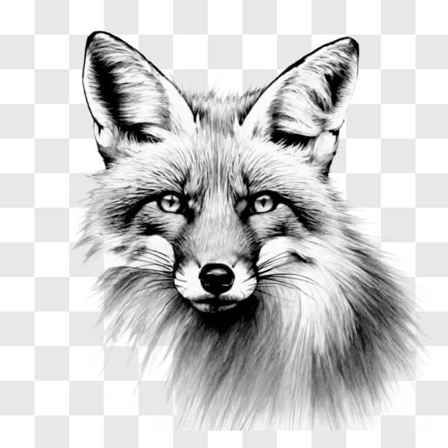 Download Black and White Fox Face Drawing Sketches Online - Creative ...
