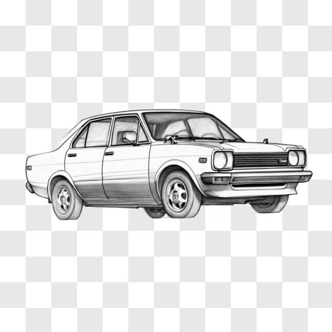 Download Drawing of an old-fashioned car from the 1980s or early 1990s ...