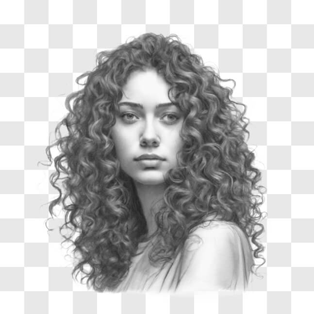 Descarga Dibujo en Blanco y Negro de una Mujer con Cabello Rizado Bocetos En Línea - Creative ...