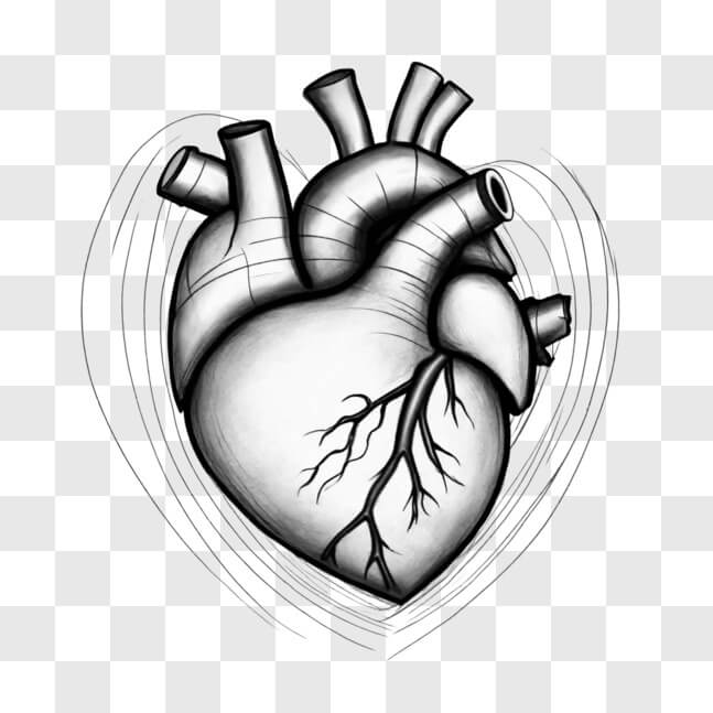 Descarga Ilustración del corazón humano con ramas Bocetos En Línea ...
