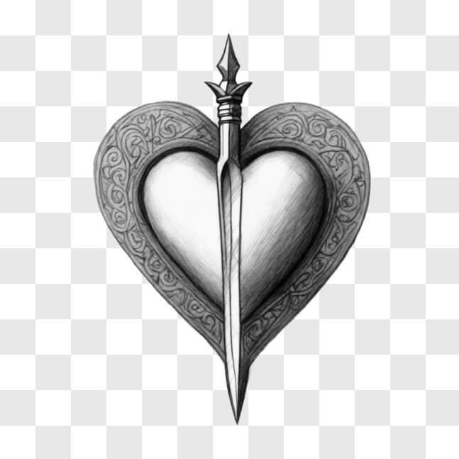 Download Black and White Old Sword Heart Tattoo Drawing Sketches Online ...