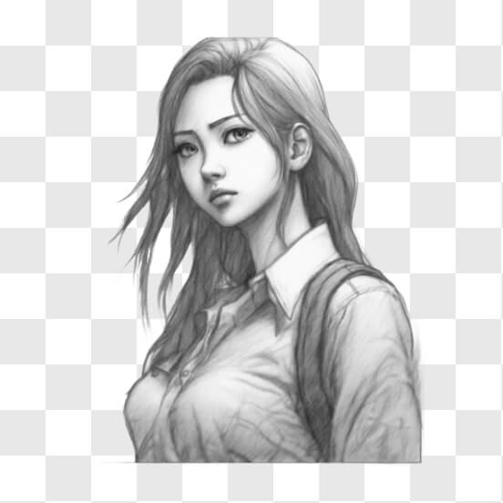 Download Anime Girl Drawing In Black And White Sketches Online Creative Fabrica