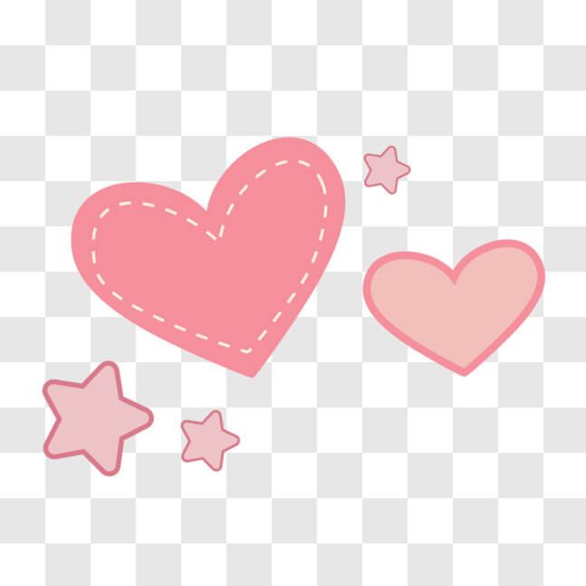 Download Three Pink Heart-Shaped Stickers with Stars PNGs Online ...