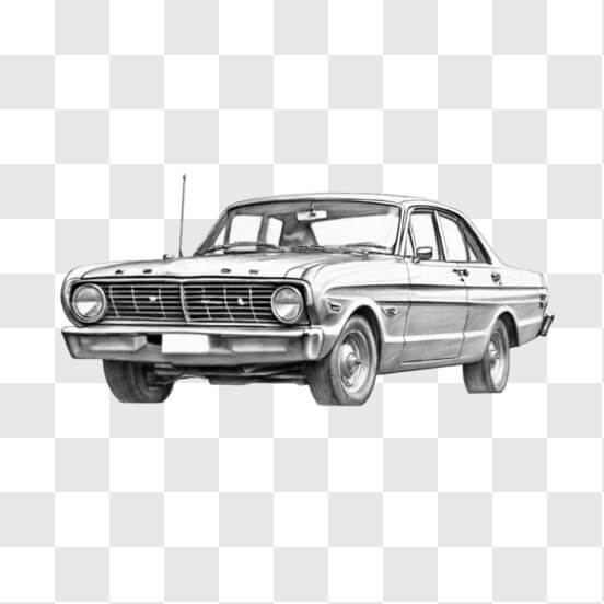 Download Black and White Drawing of Vintage Ford Escort Car with ...