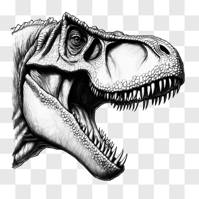 Download Black and White T-Rex Head Drawing for Educational Use ...