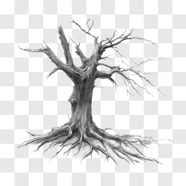 Download Black and White Drawing of a Tree Symbolizing Death and ...
