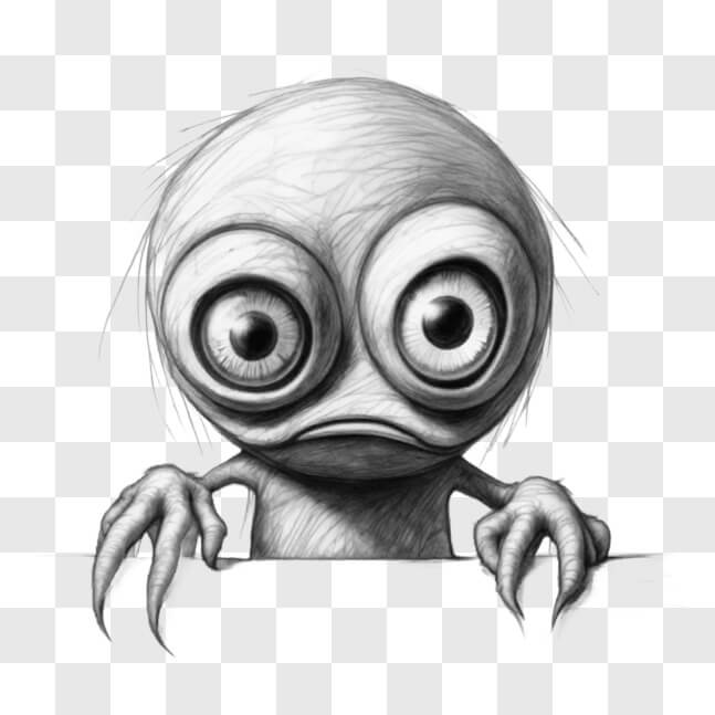 Download Black and White Alien Drawing Sketches Online - Creative Fabrica
