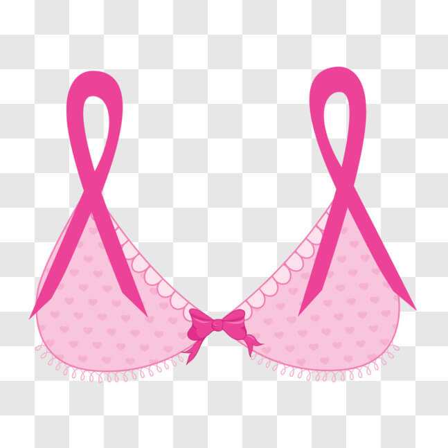 Download Pink Breast Cancer Awareness Bra with Ribbons and Bows PNGs ...