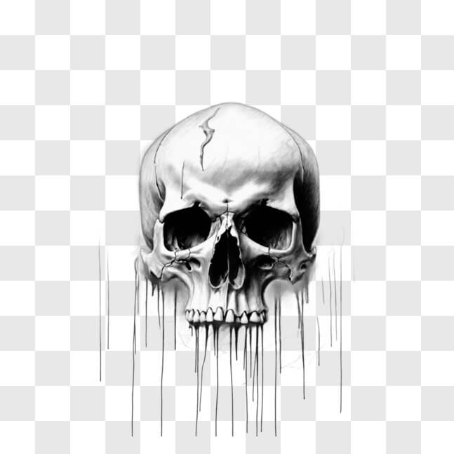 Download Abstract Black and White Skull Drawing with Drips Sketches ...