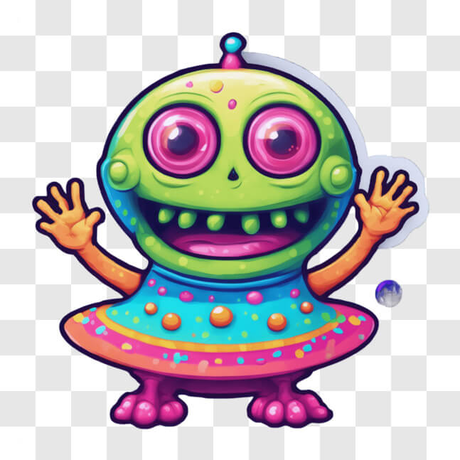 Download Colorful Alien Waving Arms Cartoons Online - Creative Fabrica