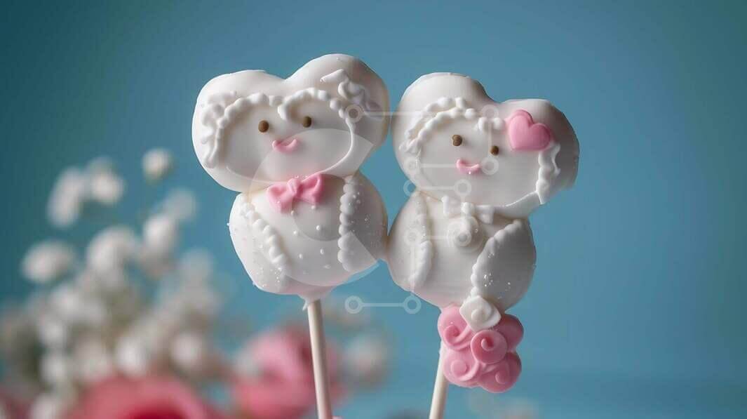 Realistic Wedding Cake Pops for Bride and Groom stock photo | Creative ...