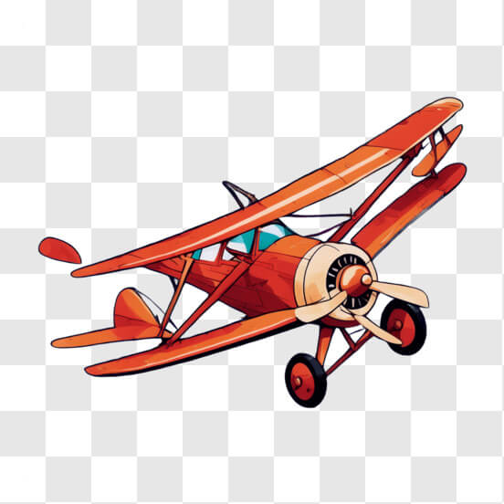 Download Cartoon Biplane Flying in the Sky with Two People Inside ...