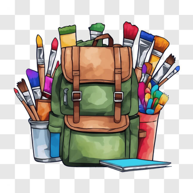 Download Art Supplies Backpack for School Cartoons Online - Creative ...