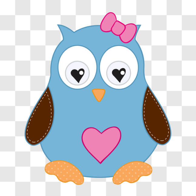 Download Cute Owl Clipart with Pink Heart and Bow PNGs Online ...
