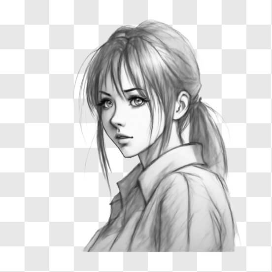 Download Black and White Anime Girl Drawing in Pencil and Graphite ...