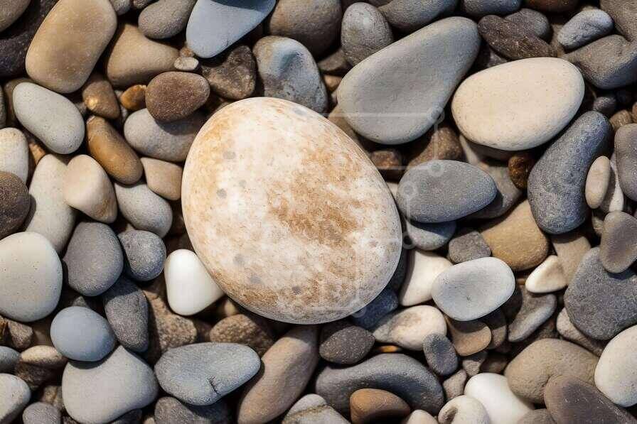 Significant Stone Among Pebbles and Rocks stock photo | Creative Fabrica