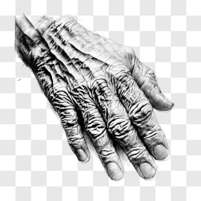 Download Black and White Drawing of Aging Hand Sketches Online ...