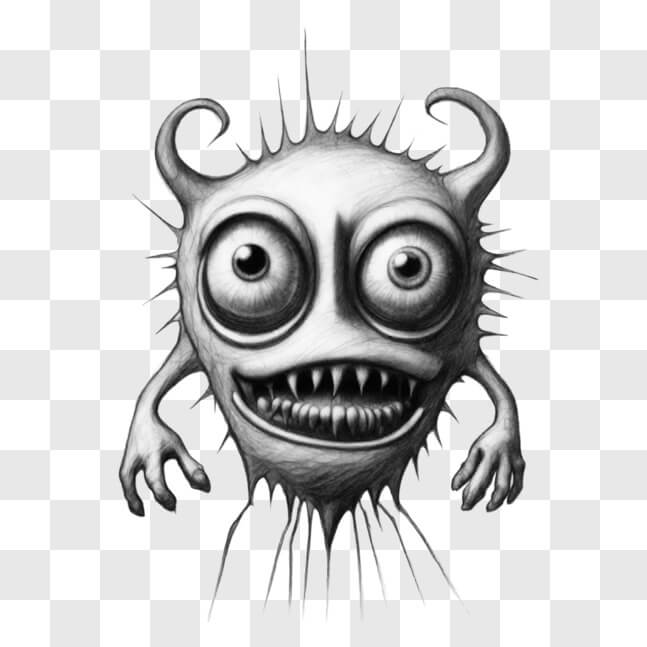 Download Black and White Drawing of Alien Monster Sketches Online ...