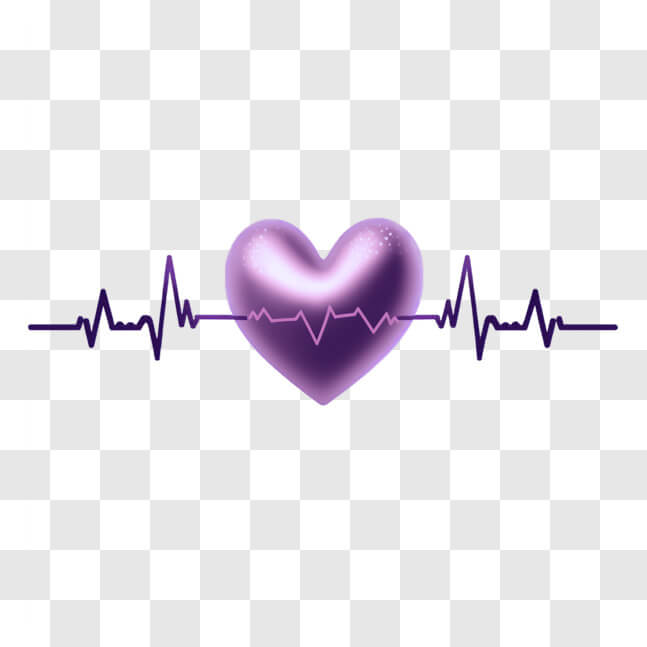 Download Purple Heart with Electrocardiogram (ECG) Line PNGs Online ...