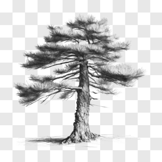 Download Educational Drawing of a Pine Tree in an Empty Field Sketches ...