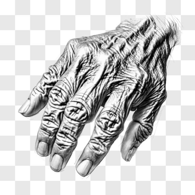 Download Detailed Drawing of an Elderly Man's Hands Sketches Online ...