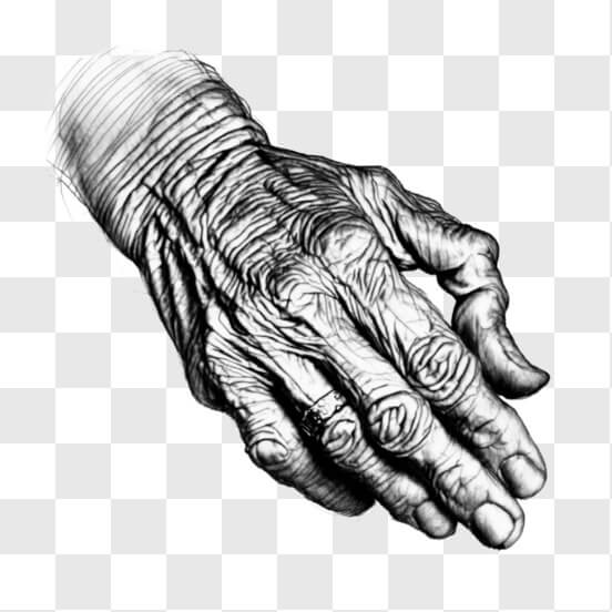 Download Black and White Drawing of Woman's Hand with Long Nails ...