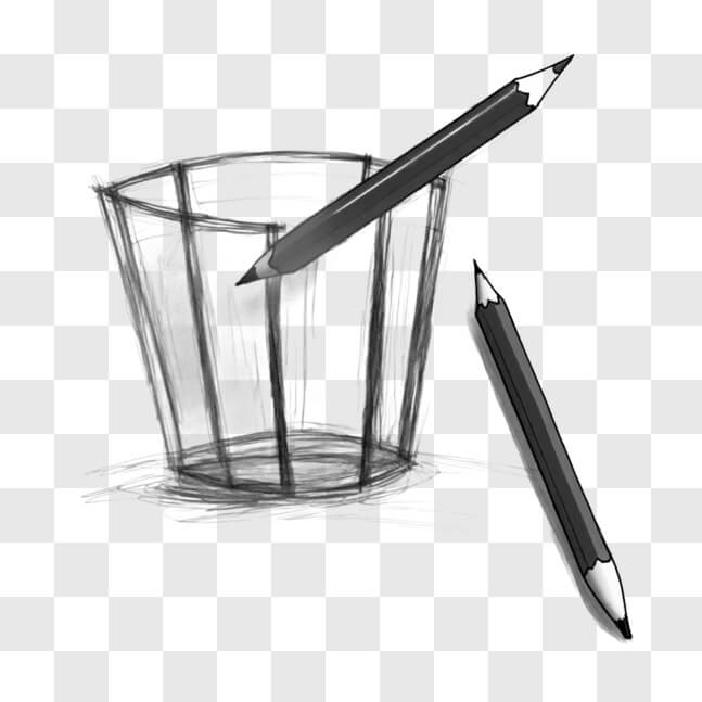 Download Artistic Drawing of Pencils in Glass Cup with Paintbrush ...