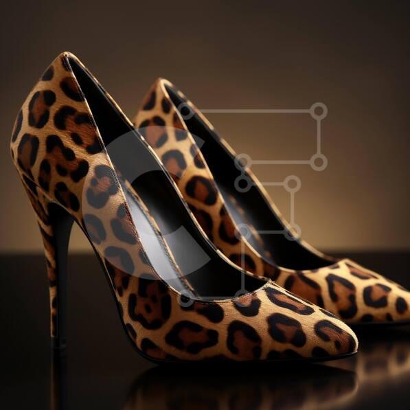 Elegant Leopard Print High-Heeled Shoes for Formal Occasions stock ...