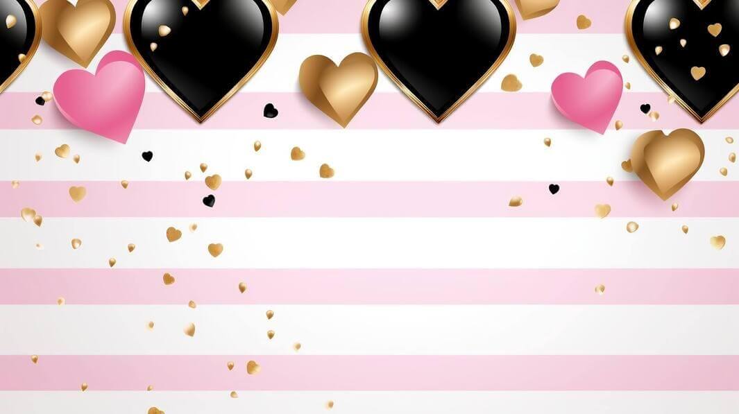 Scarica Elegante sfondo a righe rosa e nere con cuori dorati Sfondi ...