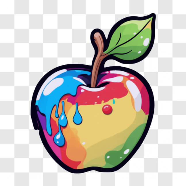 Download Colorful Apple with Dripping Liquid Illustration Cartoons ...