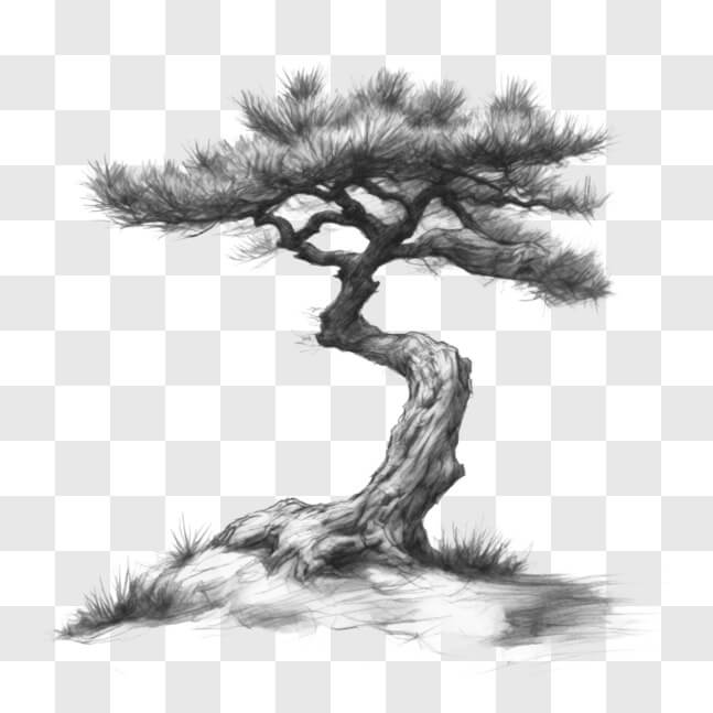 Download Bonsai Tree Drawing on Island Sketches Online - Creative Fabrica