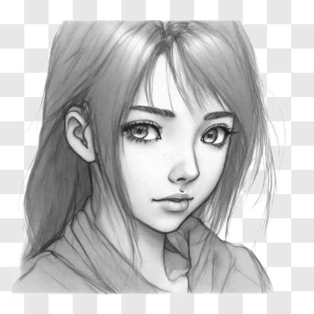 Download Black and White Anime Girl Drawing in Pencil and Graphite ...