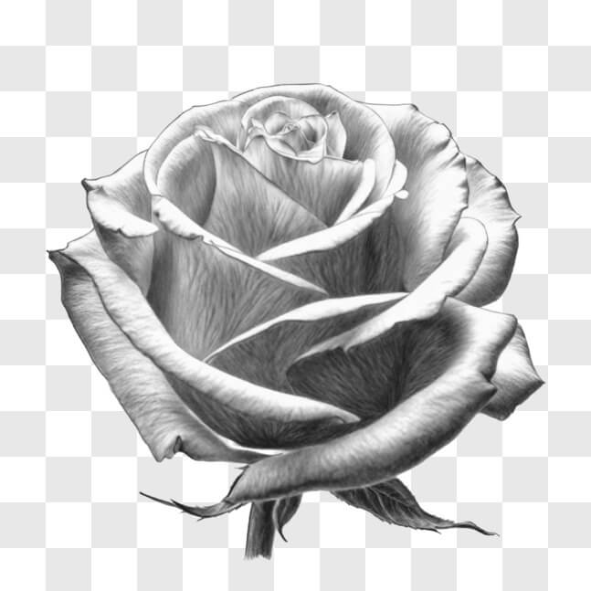 Download Detailed Graphite Drawing of a Rose Flower Sketches Online ...