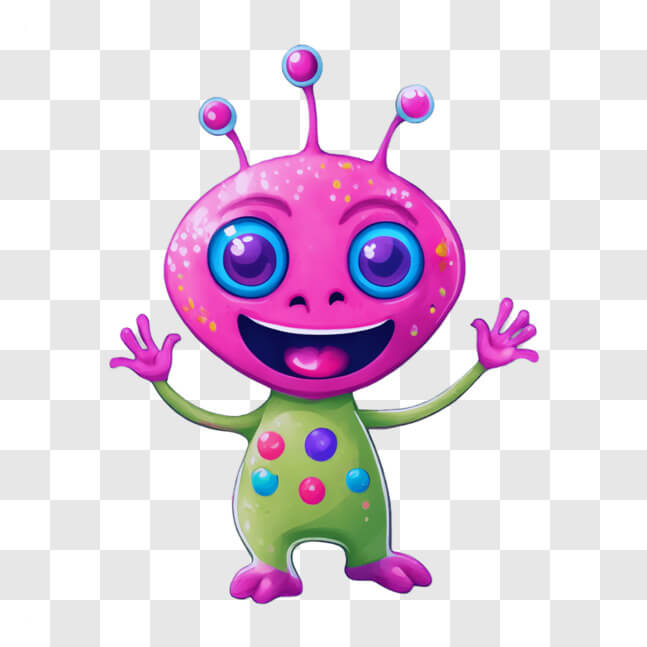 Download Playful Pink Alien Character with Big Eyes and Large Hands ...