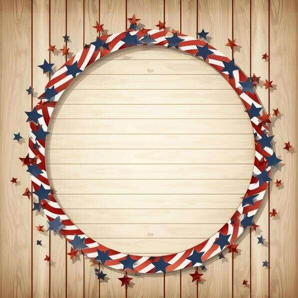 Download Patriotic American Flag Round Frame on Wooden Background ...