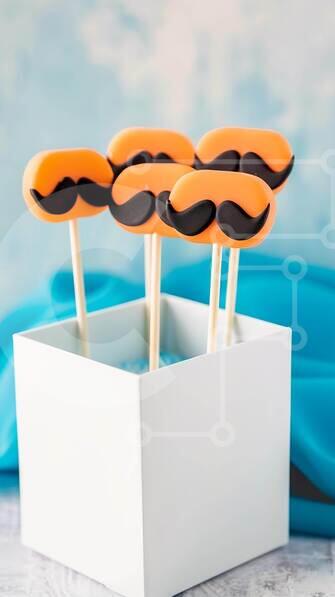 Mustache-Shaped Cake Pops in White Box stock photo | Creative Fabrica