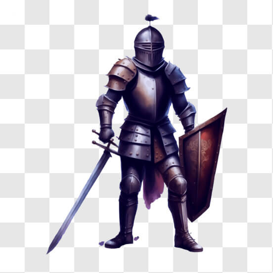 Download Medieval Knight in Full Armor with Sword and Shield PNGs ...