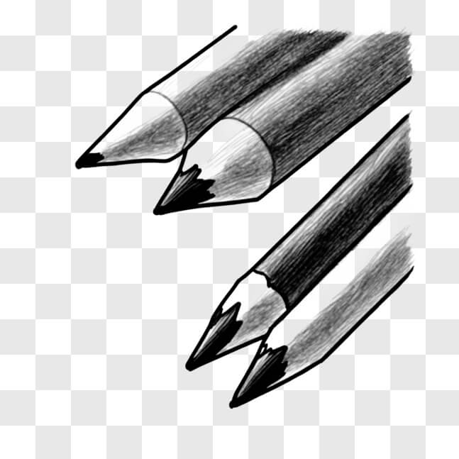 Download Black and White Drawing of Three Pencils on White Background ...