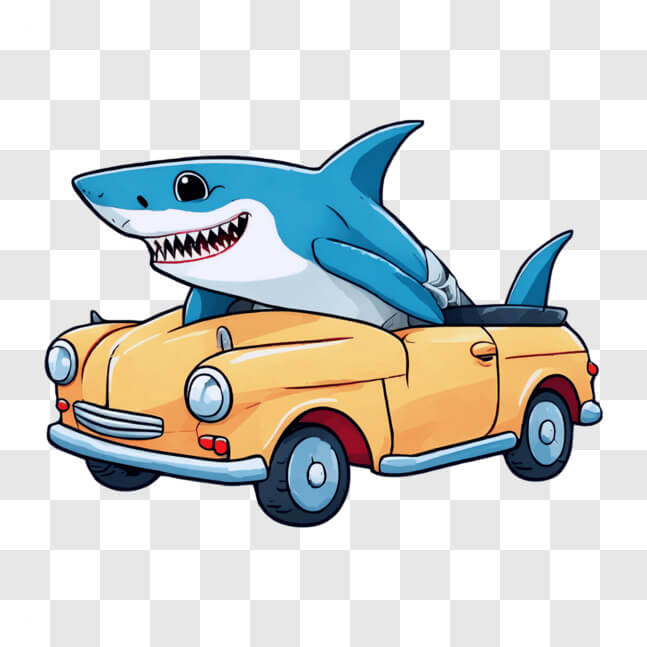 Download Cartoon Shark Driving Yellow Car Cartoons Online - Creative ...