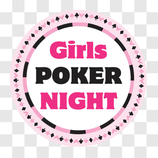 Download Girls Poker Night Circular Label with Playing Cards PNGs ...
