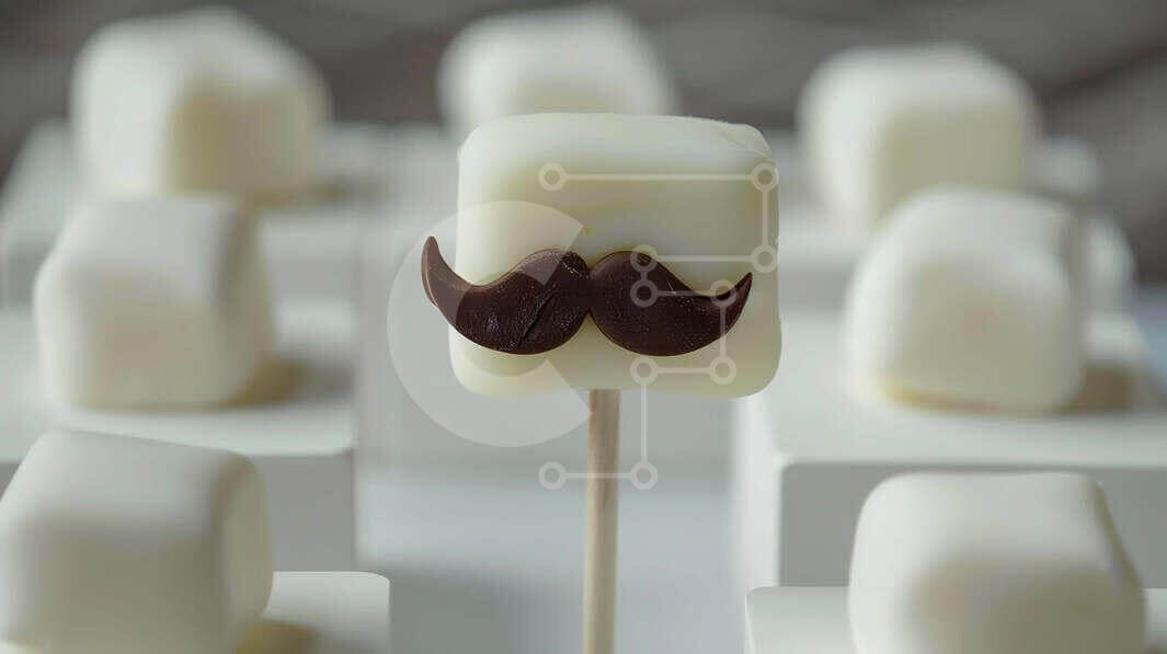 Delicious Mustache-Shaped Marshmallow Pop stock photo | Creative Fabrica