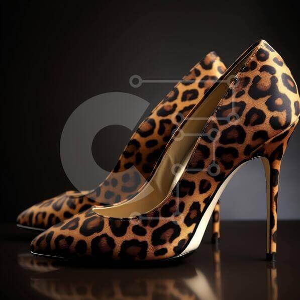 Chic Leopard Print High-Heeled Shoes stock photo | Creative Fabrica