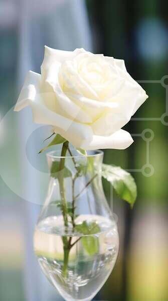 Elegant White Rose in Glass Vase stock photo | Creative Fabrica