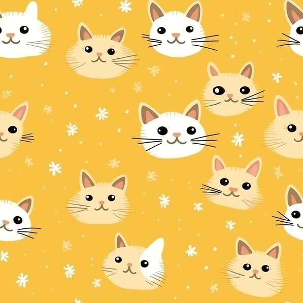 Download Yellow Cat Pattern Background Patterns Online - Creative Fabrica