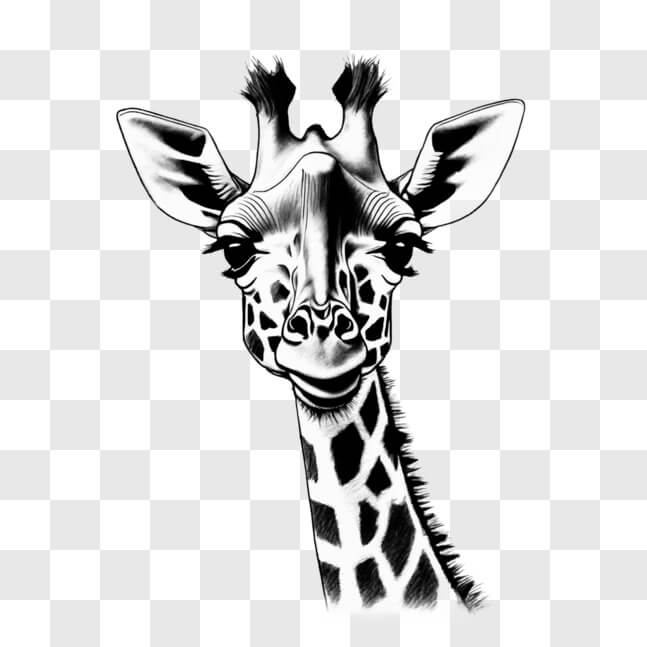 Descarga Dibujo Detallado de Cabeza de Jirafa en Blanco y Negro Bocetos ...