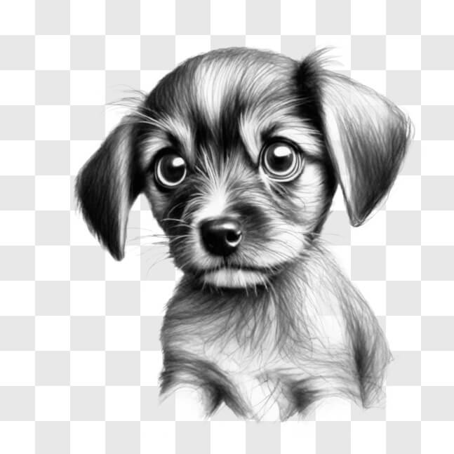 Download Zwart-witte tekening van een kleine puppy Schetsen online op ...