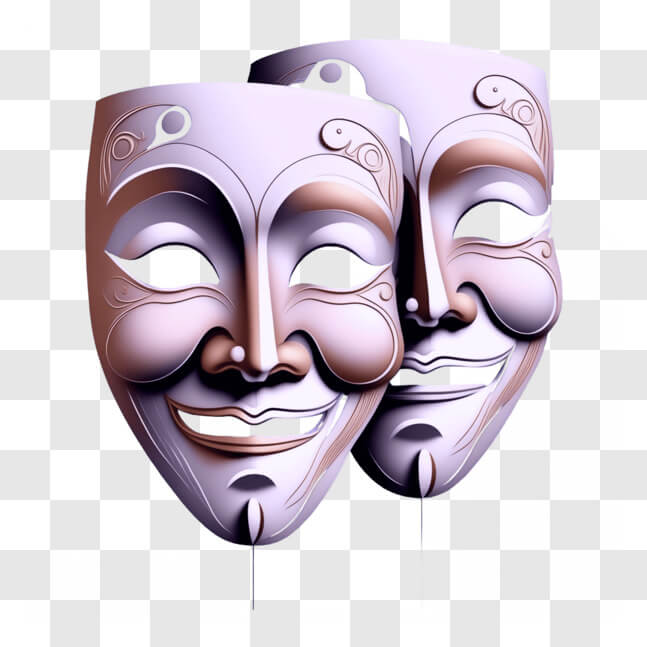 Download Two White Masks for Theatrical Use PNGs Online - Creative Fabrica