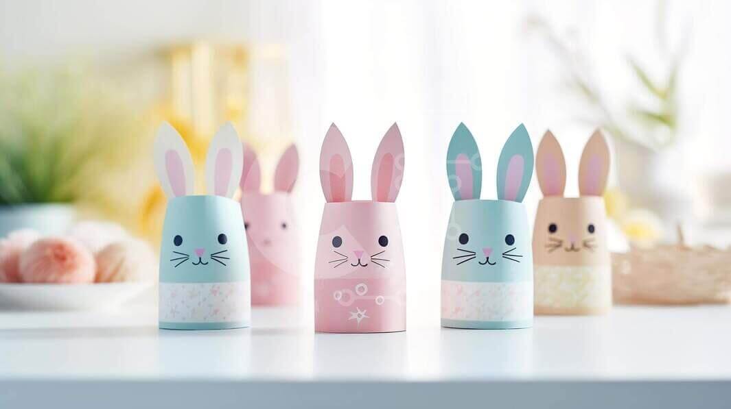 Colorful Paper Bunny Containers for Easter Celebrations stock photo ...